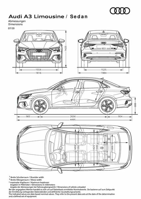 Audi A3 Limousine Masse