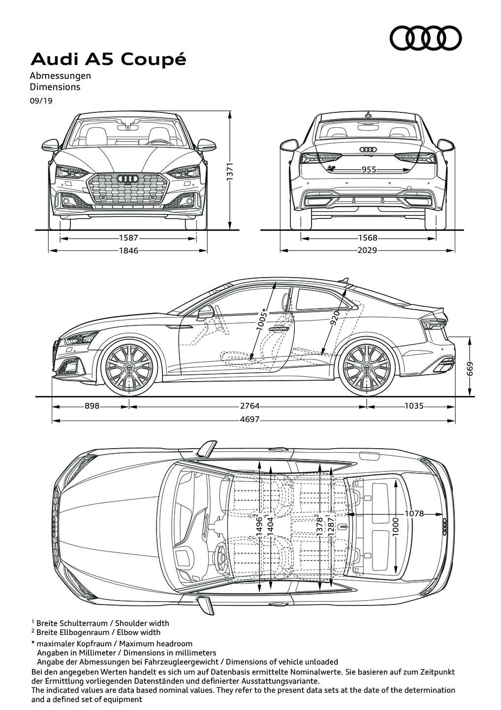 Dimensions A5 Coupé | Audi MediaCenter