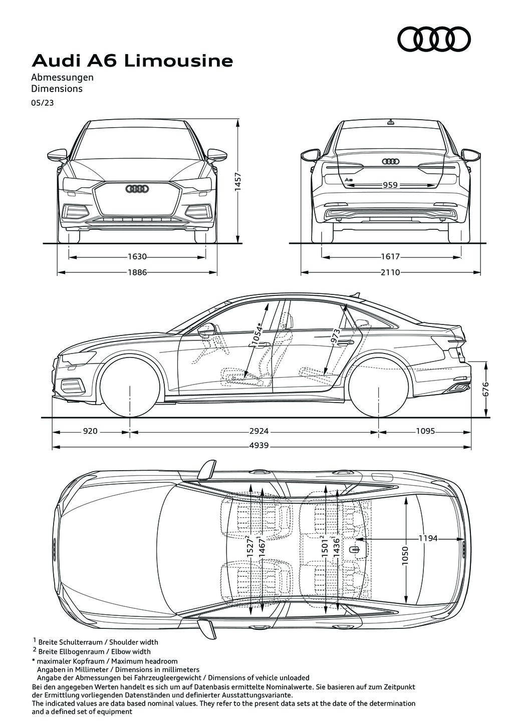 Abmessungen A6 Limousine | Audi MediaCenter