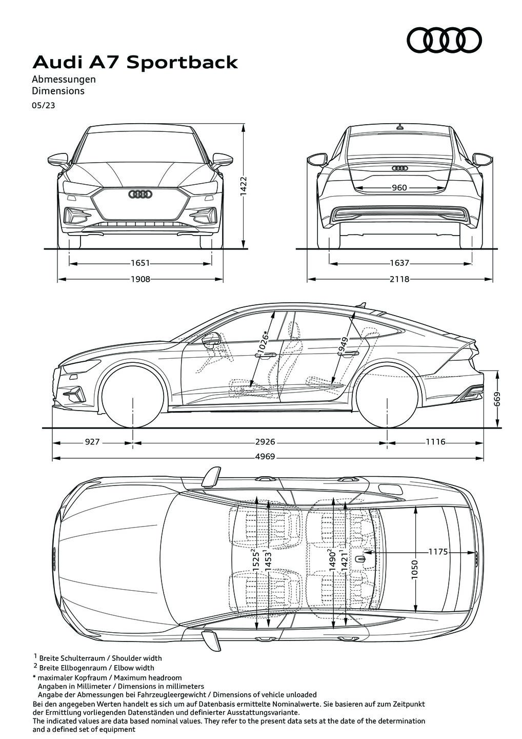 Dimensions A7 Sportback | Audi MediaCenter
