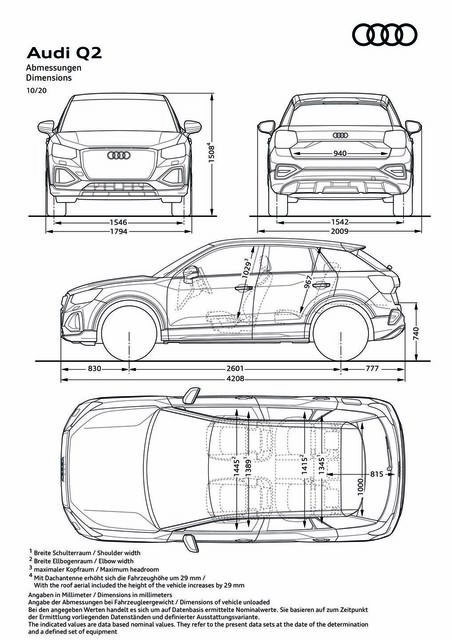 Dimensions Q2 | Audi MediaCenter
