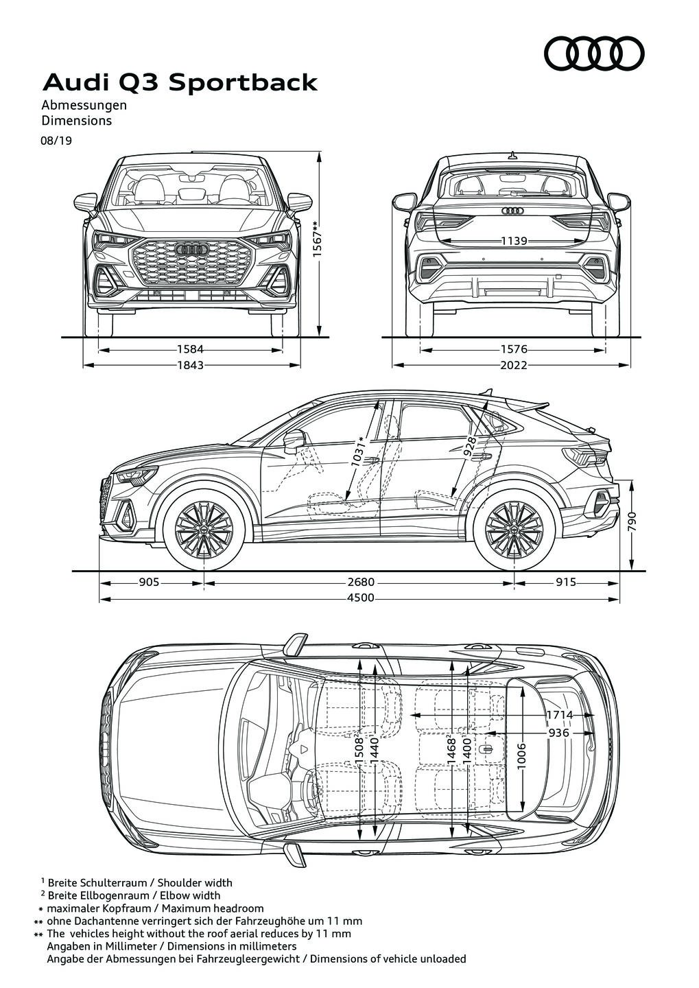 Maße Audi Q3 Sportback