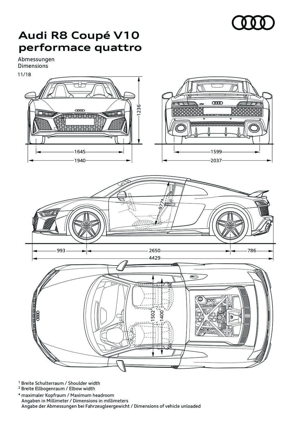 Dimensions R8 Coupe performance | Audi MediaCenter